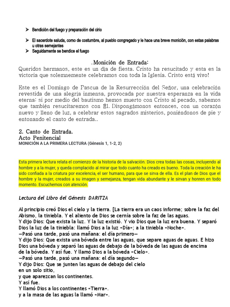 Monición Del Domingo de Resurreccion | PDF | La resurrección de Jesús | Jesús