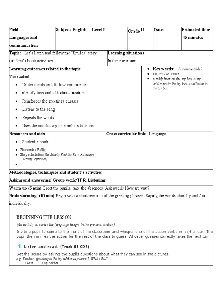 English Listening Lesson: "Smiles" Story | PDF