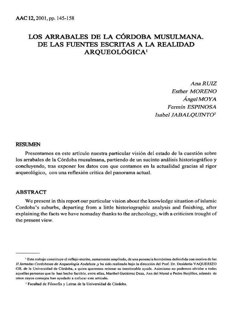 Arrabales de Córdoba Musulmana: Análisis Arqueológico | PDF ...