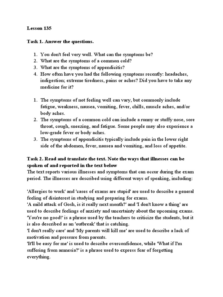 Lesson 135 | PDF | Common Cold | Diseases And Disorders