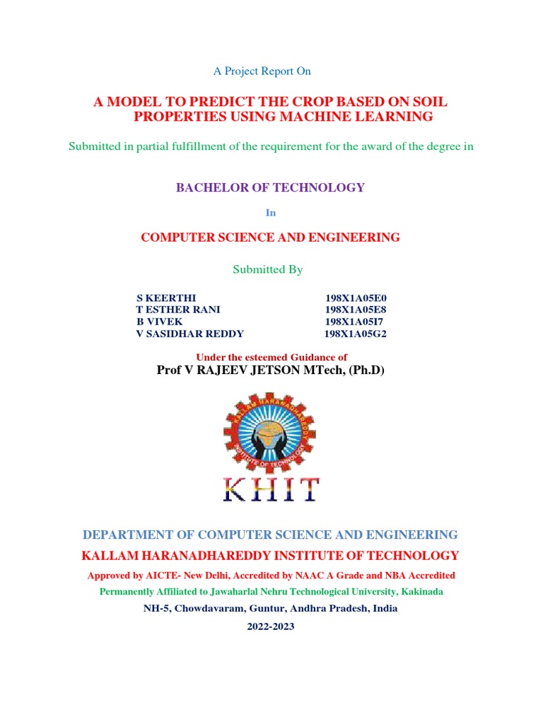 A Model To Predict The Crop Based On Soil Properties Using Machine Learning | PDF | Support ...