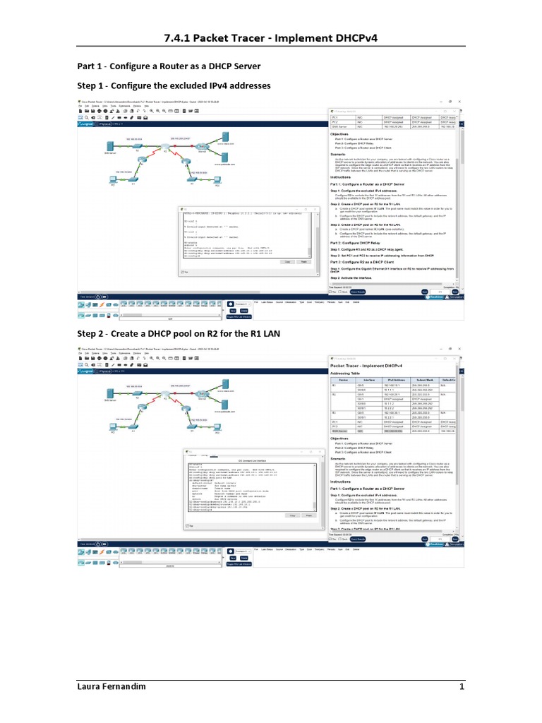 7.4.1 Packet Tracer - Implement DHCPv4 | PDF 7.4.1 Packet Tracer - Implement DHCPv4 | PDF