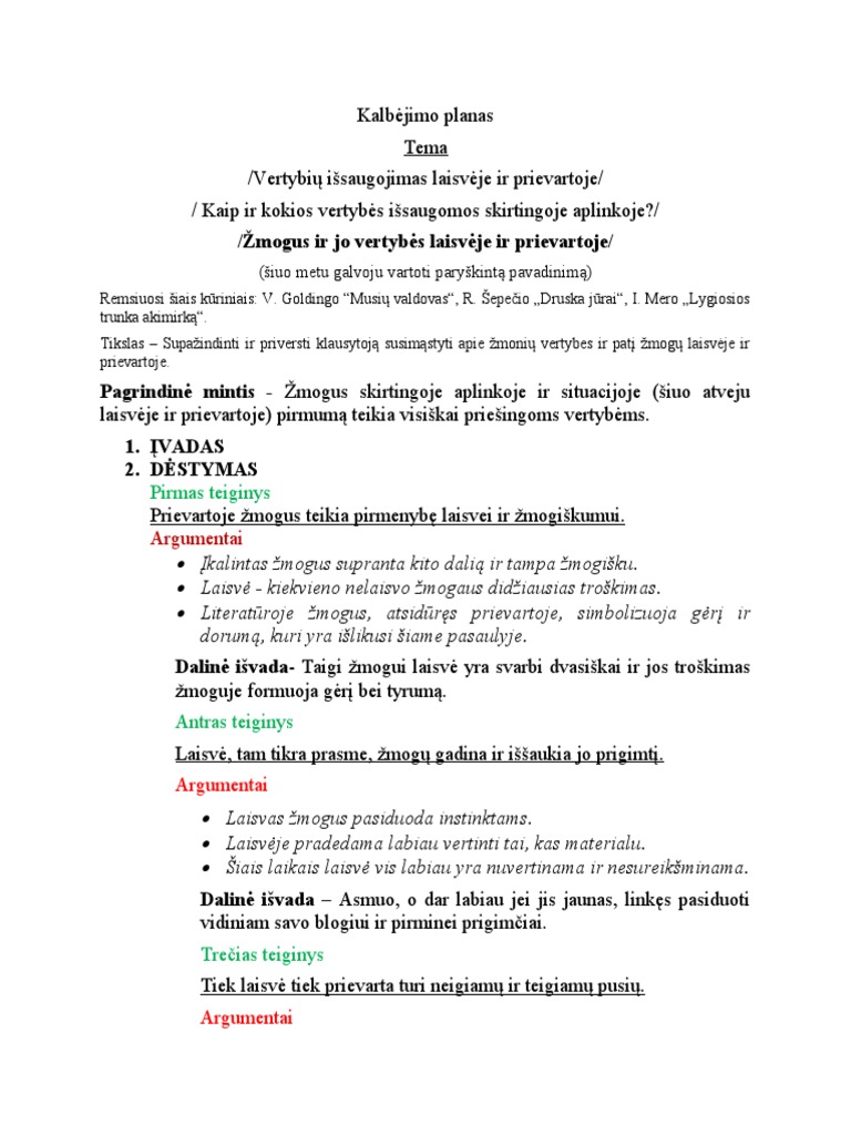 Kalbėjimo Planas | PDF