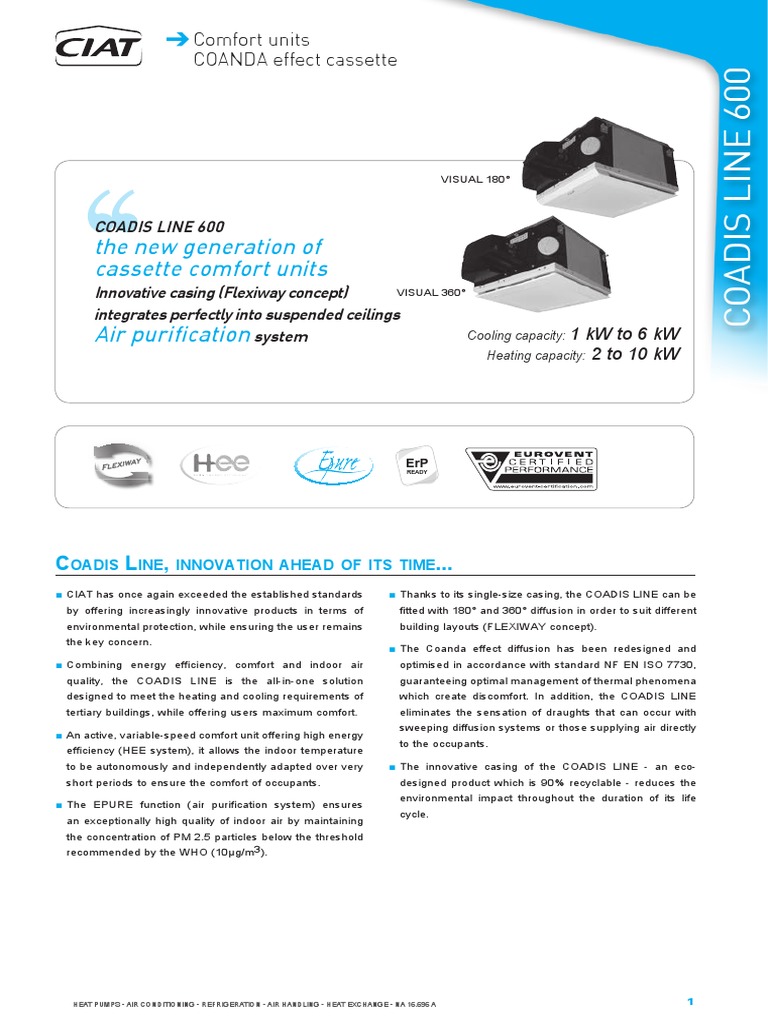 CIAT Coadis - Line - 600 KASETA | PDF | Particulates | Air Conditioning