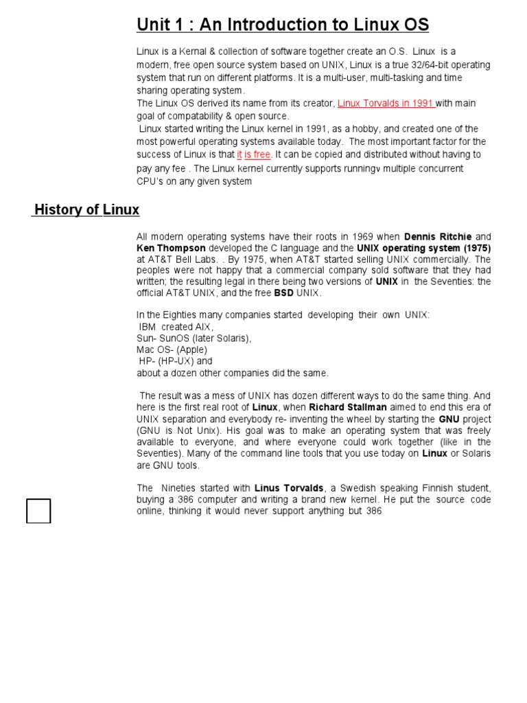 Unit-1 Linux | PDF | Operating System | Linux