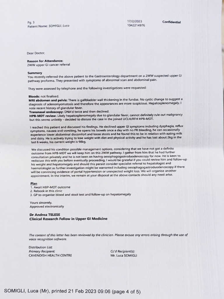 MRI Scan Letter 6 Feb | PDF