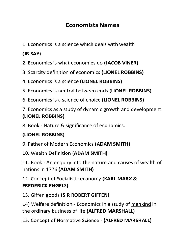 Key Economists and Their Theories | PDF | Politics | Social Science