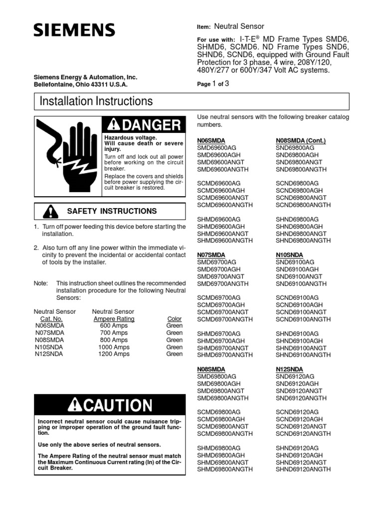 Siemens SMD WL Neutral-Sensor | PDF | Power Supply | Power (Physics)
