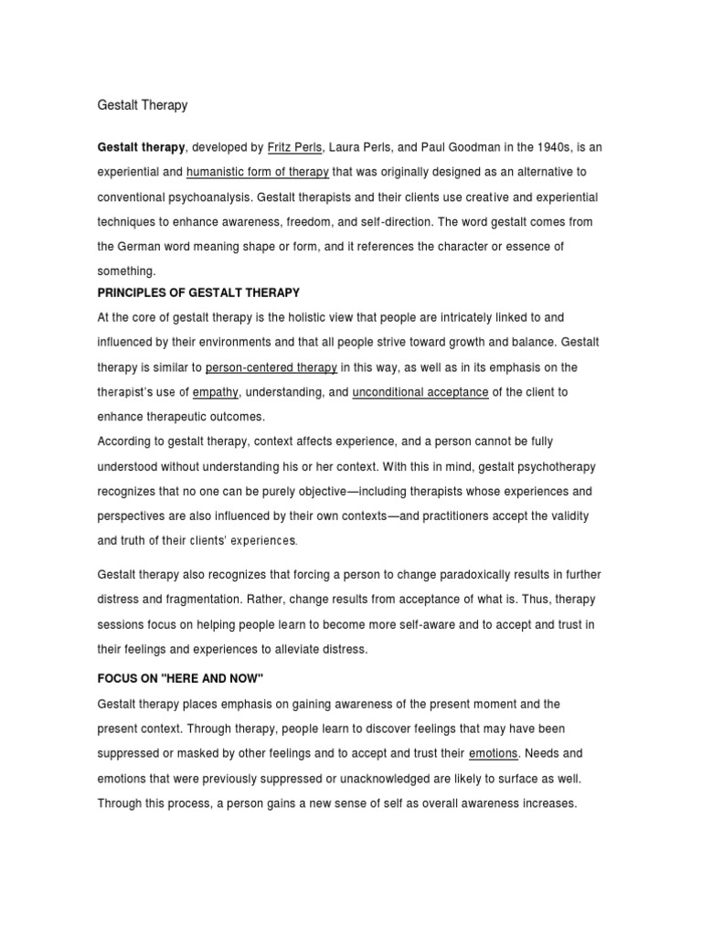 An Introduction to Gestalt Therapy: Core Principles, Techniques, and ...