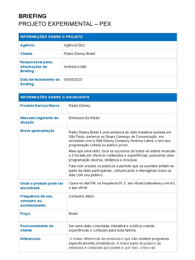PEX Briefing Modelo | PDF