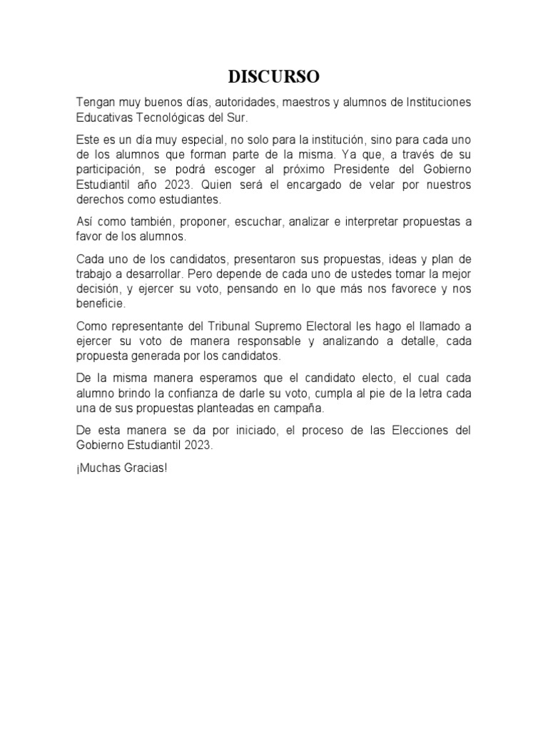 Formato DISCURSO | PDF