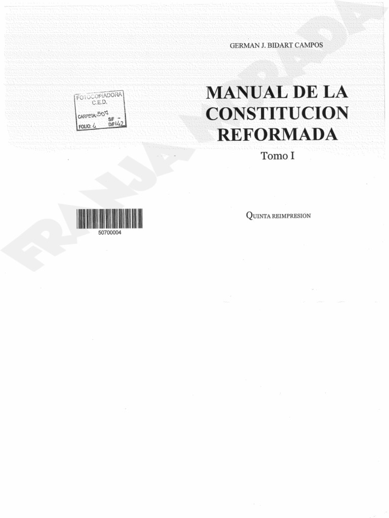 Manual de La Constitucion Reformada. Bidart Campos T I | PDF ...
