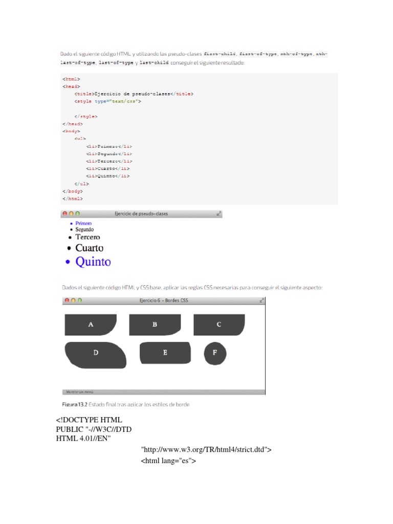 Ejercicios CSS: Bordes, Sombras y Textos | PDF | Informática