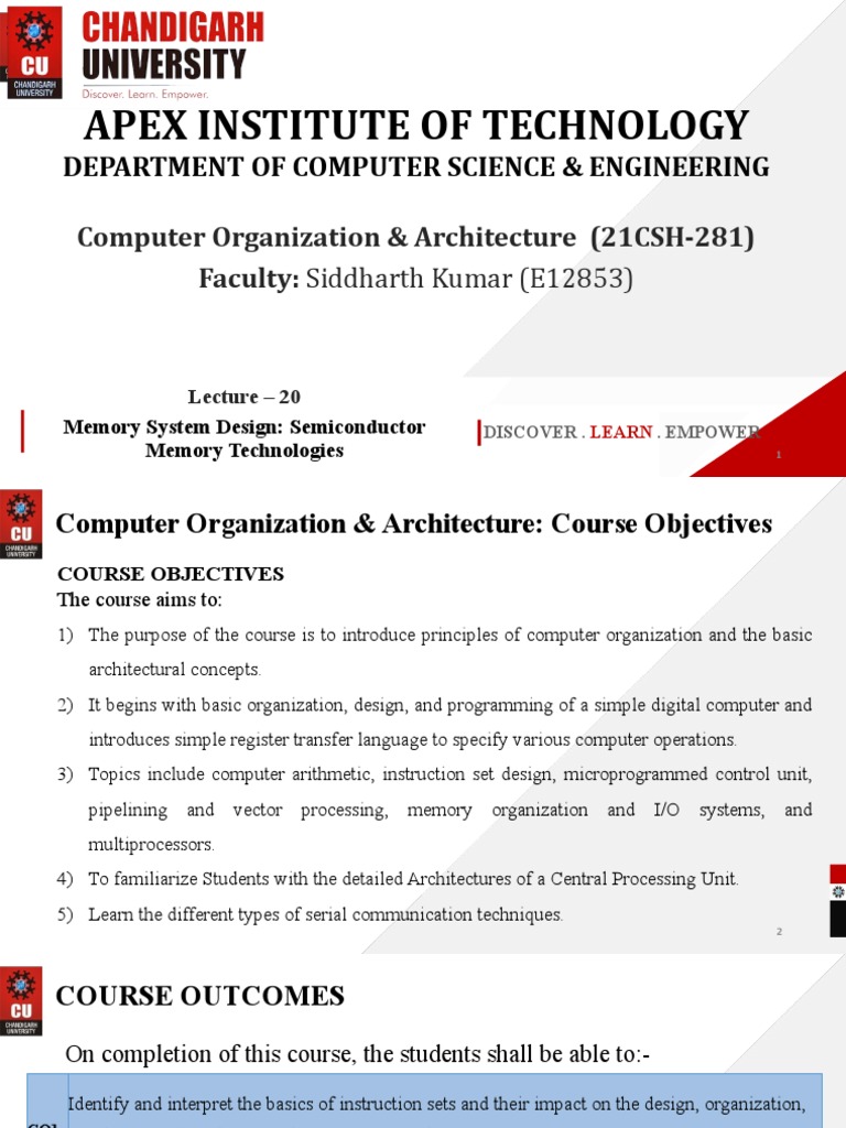COA Lecture 20 | PDF | Random Access Memory | Computer Data Storage