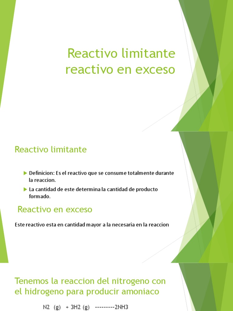 Reactivo Limitante Reactivo en Exceso | PDF | Amoníaco | Reacciones químicas