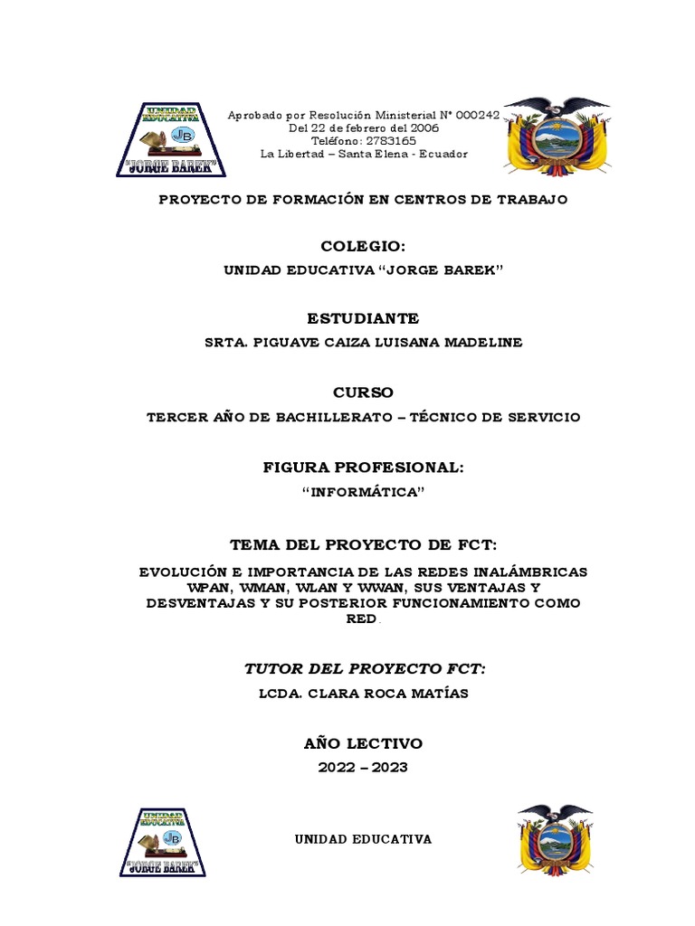 LUISANA PIGUAVE-AVANC .PROYECTO DE GRADO 3ERO BTS Corrección01 | PDF | Bluetooth | Red de ...