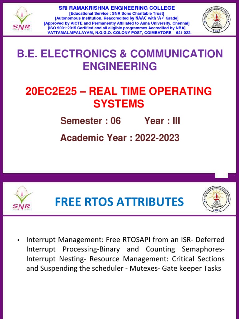 B.E. Electronics & Communication Engineering: 20EC2E25 - Real Time Operating Systems | PDF