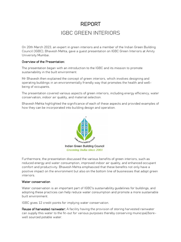 Igbc Report | PDF | Efficient Energy Use | Chlorofluorocarbon