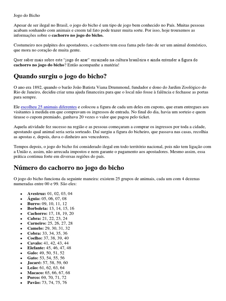 Jogo Do Bicho | PDF