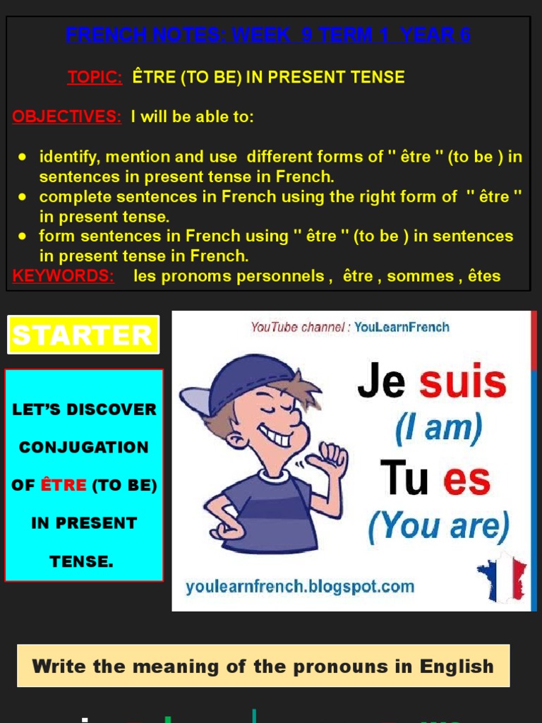 Être (To Be) in Present Tense, Year 6 | PDF