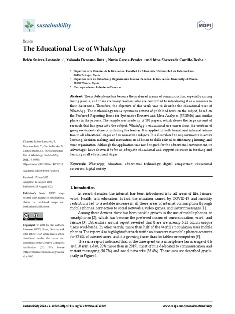 The Educational Use of WhatsApp | PDF | Learning | Smartphone