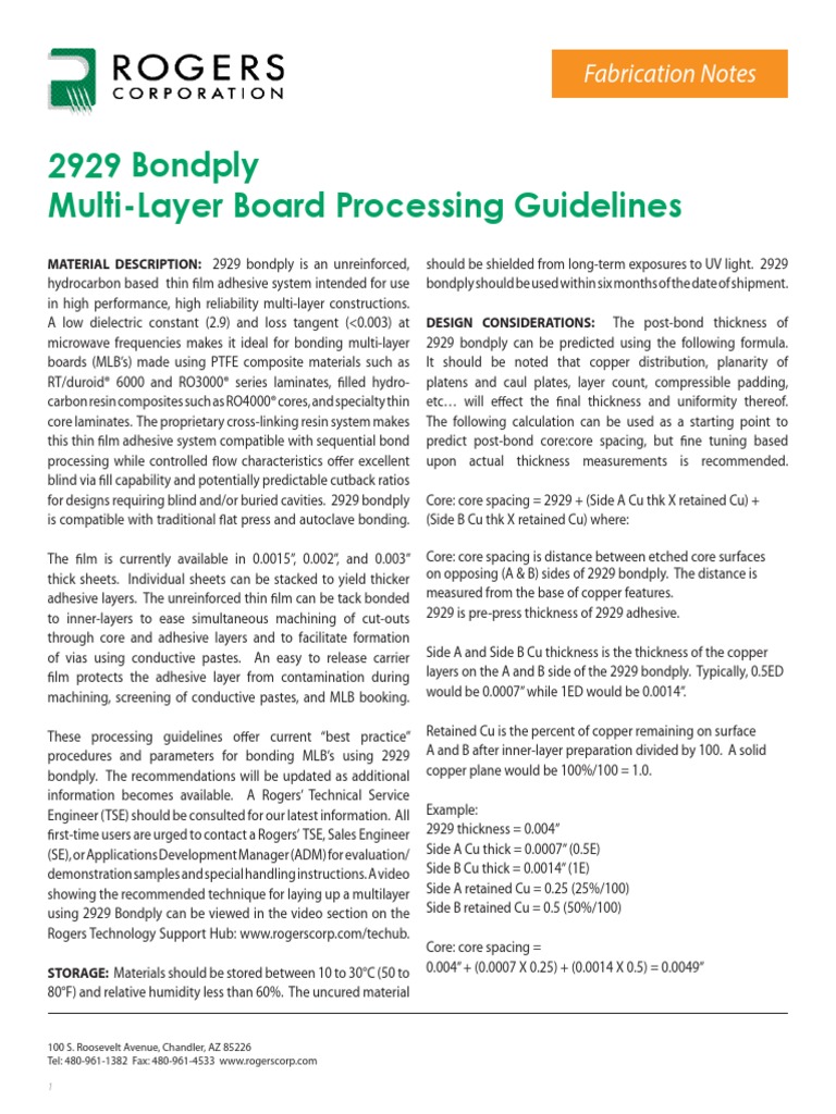 2929 Bondply Multi-Layer Board Processing Guidelines | PDF | Lamination ...
