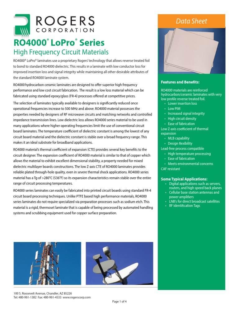RO4000 LoPro Laminates | PDF