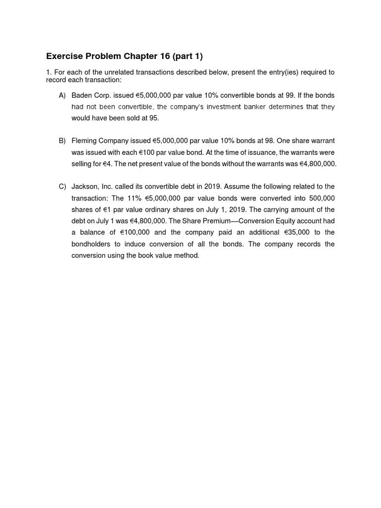 Exercise Problem Chapter 16 (Part 1) | PDF