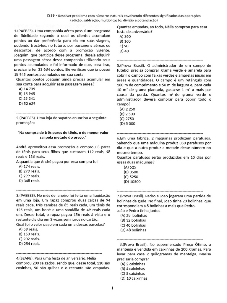 Aula de Matematica Descritor 19 | PDF | Embalagem e rotulagem ...