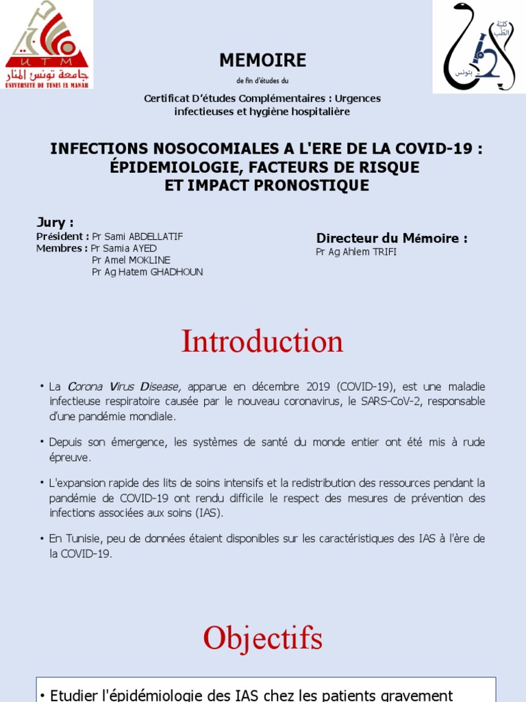 Présentation Mémoire | PDF | Infection nosocomiale | Infection