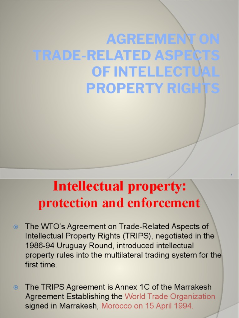 Agreement On Trade-Related Aspects of Intellectual Property Rights ...