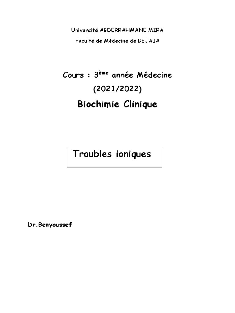 Troubles Ioniques | PDF | Maladies et troubles humains | Causes de décès