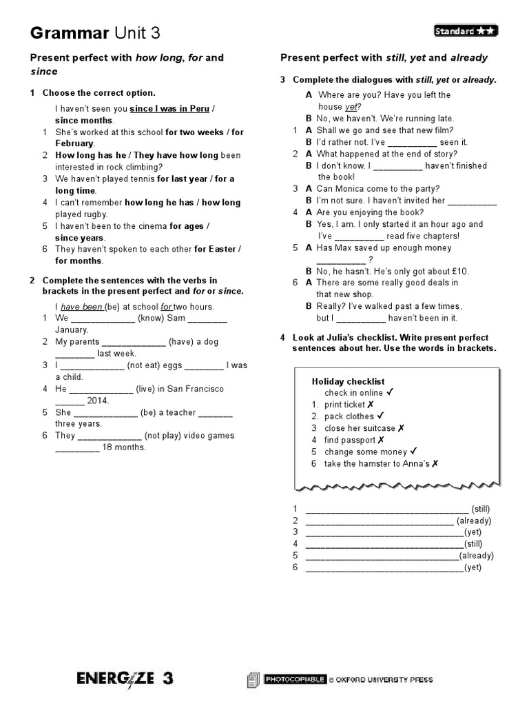 Grammar Unit 3: Since | PDF | Linguistics