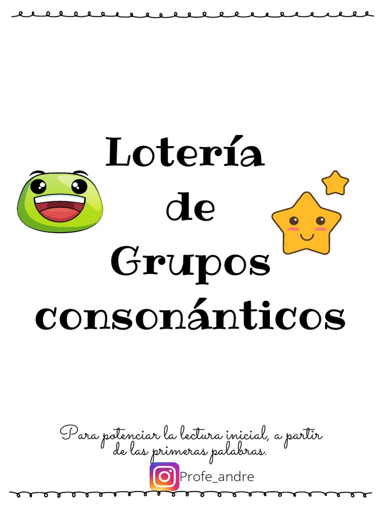 Lotería de Grupos Consonánticos: para Potenciar La Lectura Inicial, A ...