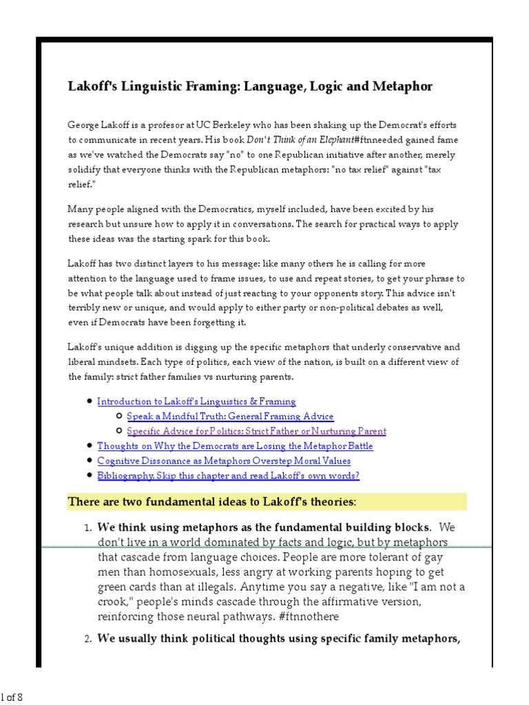 B1.1.Linguistic Framing | PDF | Metaphor | Thought