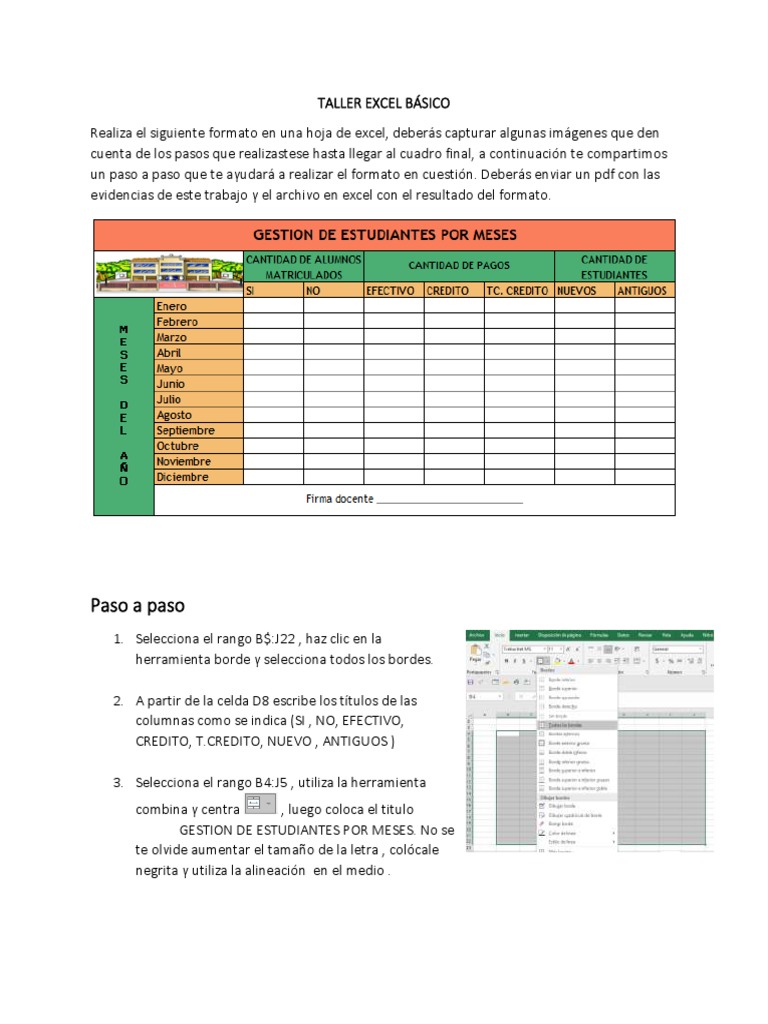 Taller Formatos en Excel. | PDF