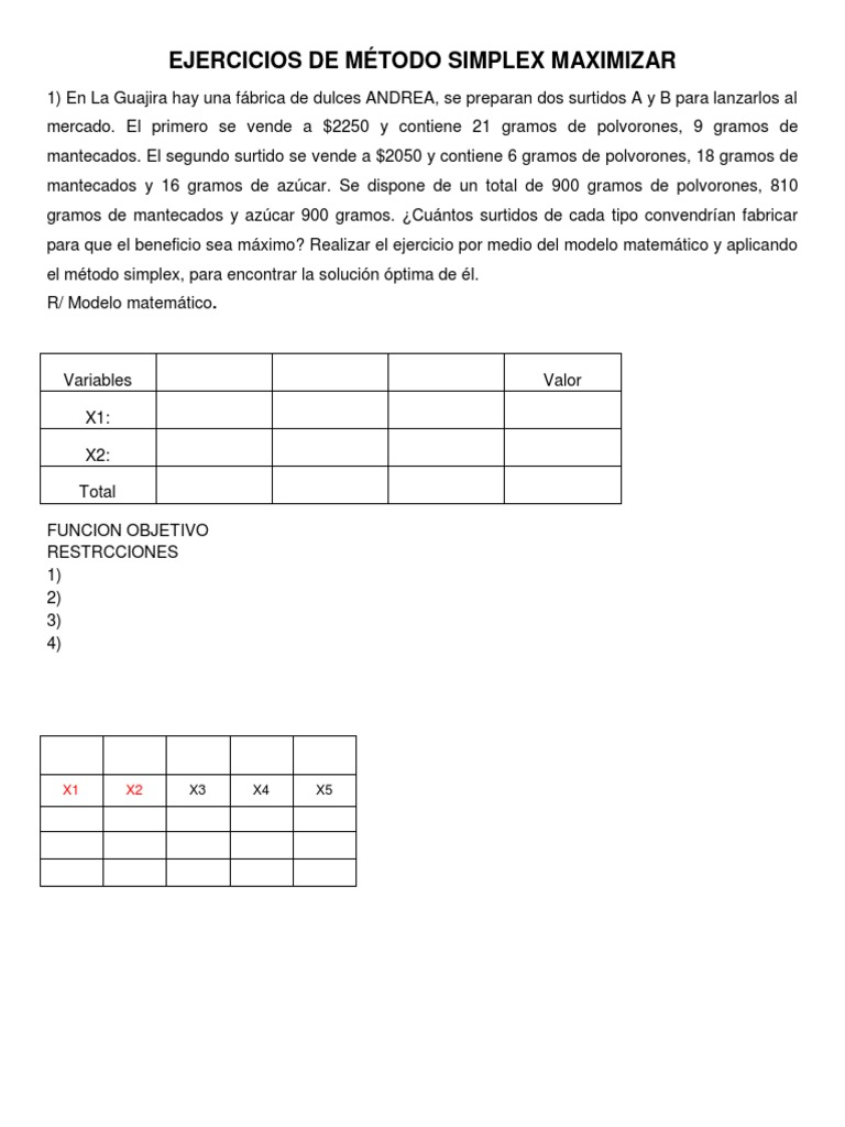 1.1 Ejercicio Metodo Simplex Max 2023 | PDF