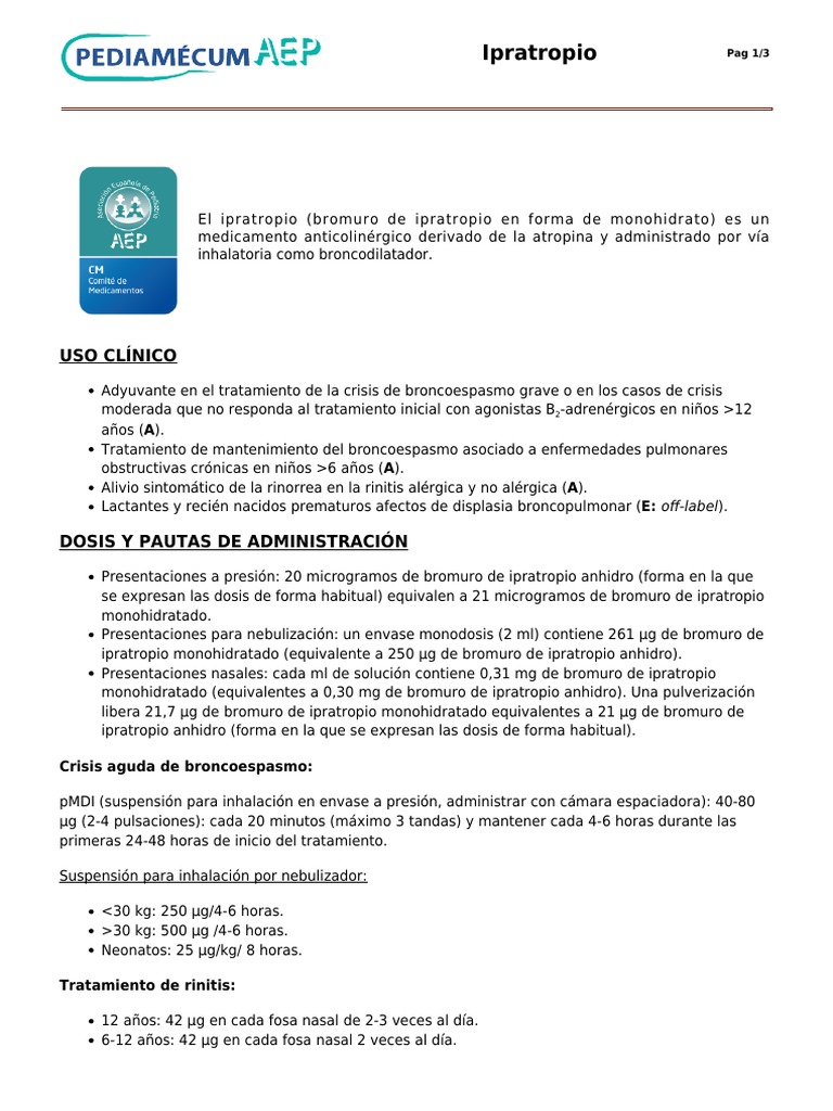 Ipratropio | PDF | Cuidado de la salud | Farmacología