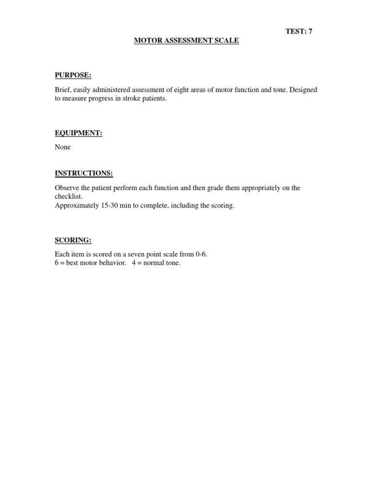 Motor Assessment Scale | PDF | Anatomical Terms Of Motion | Joints