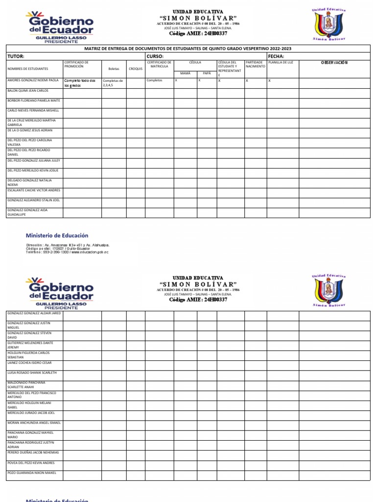 MATRIZ DE DOCUMENTOS | PDF