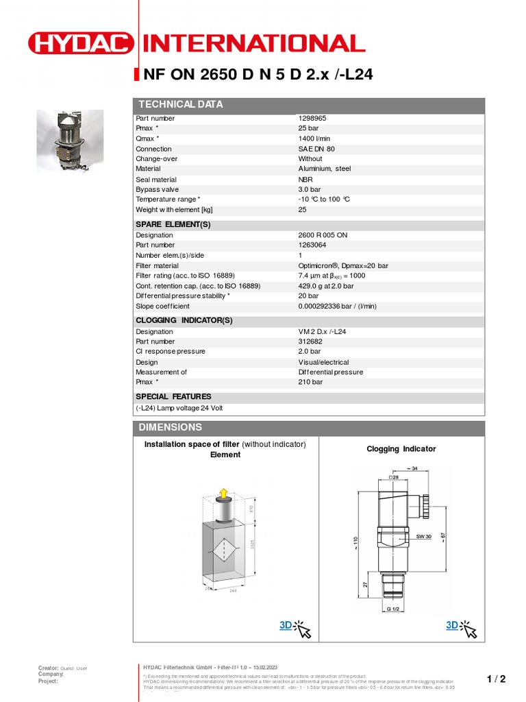 NF ON 2650 D N 5 D 2.x /-L24: Technical Data | PDF | Pressure ...