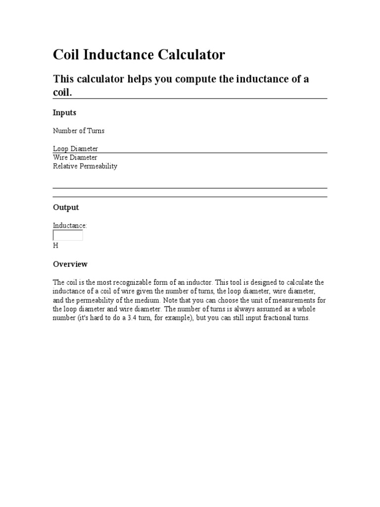 Coil Inductance Calculator | PDF
