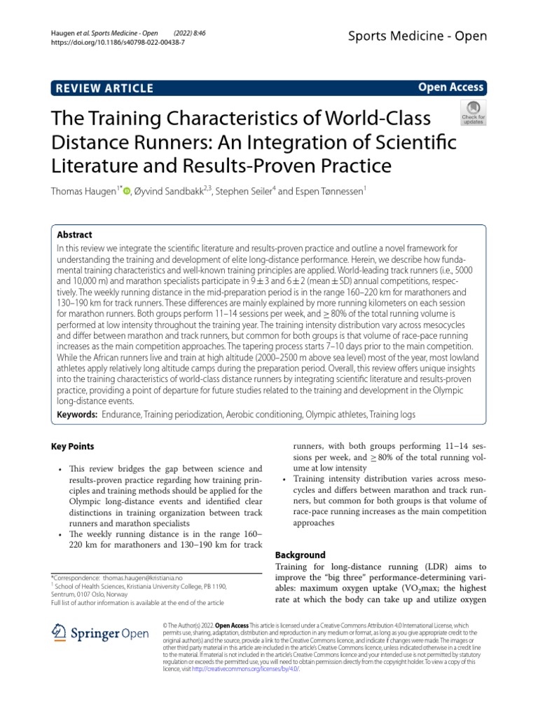 The Training Characteristics of World-Class Distance Runners: An ...
