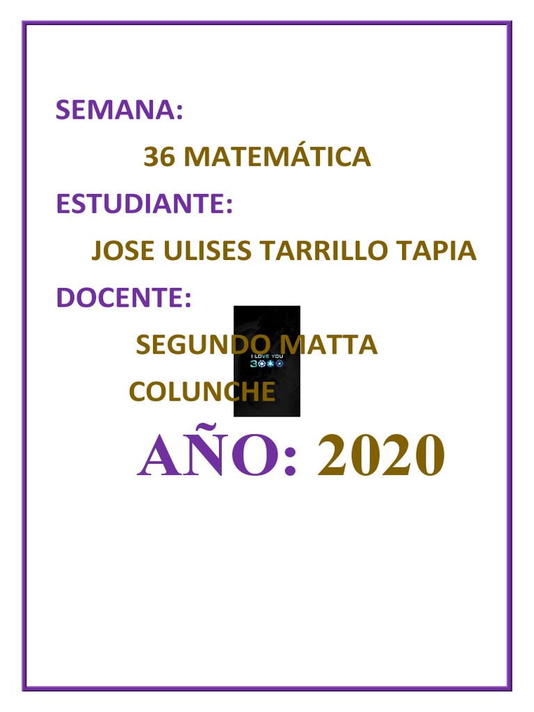 Trabajo de Jose Ulises Matematica Semana 36 | PDF
