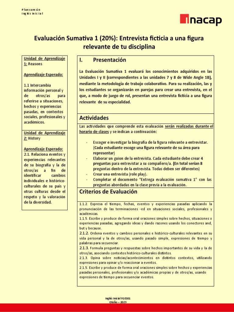 Instructivo Sumativa 1 | PDF | Evaluación | Aprendizaje