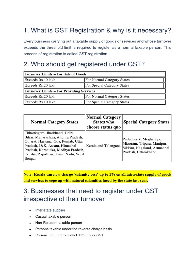 GST Registration Limits and Procedures | PDF | Taxes | Taxation