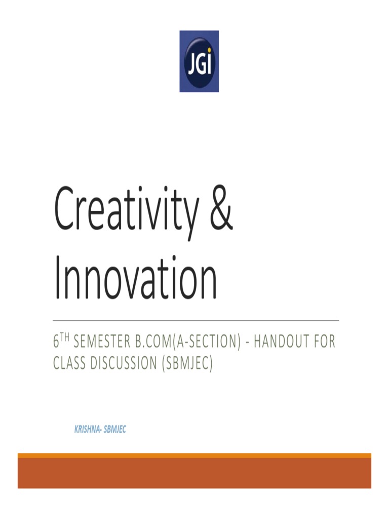 Creativity Innovation 6 Sem Handout Notes | PDF