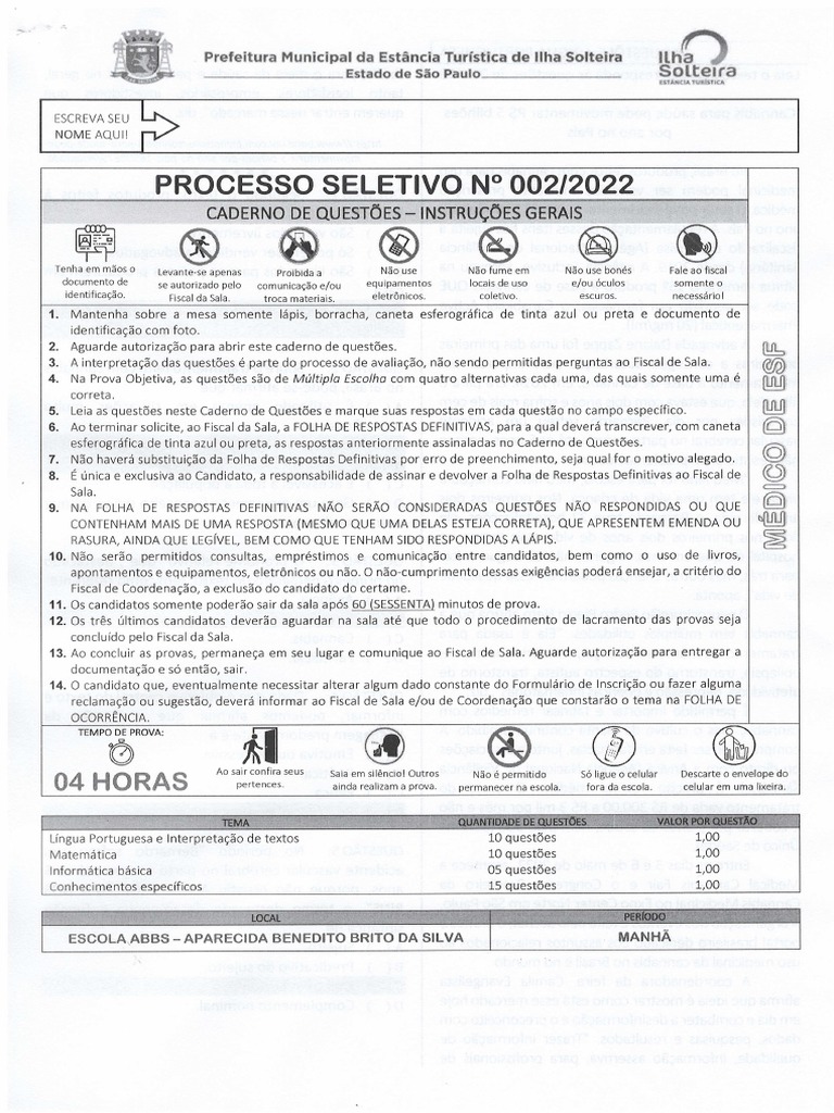 Prova - Médico de Esf | PDF