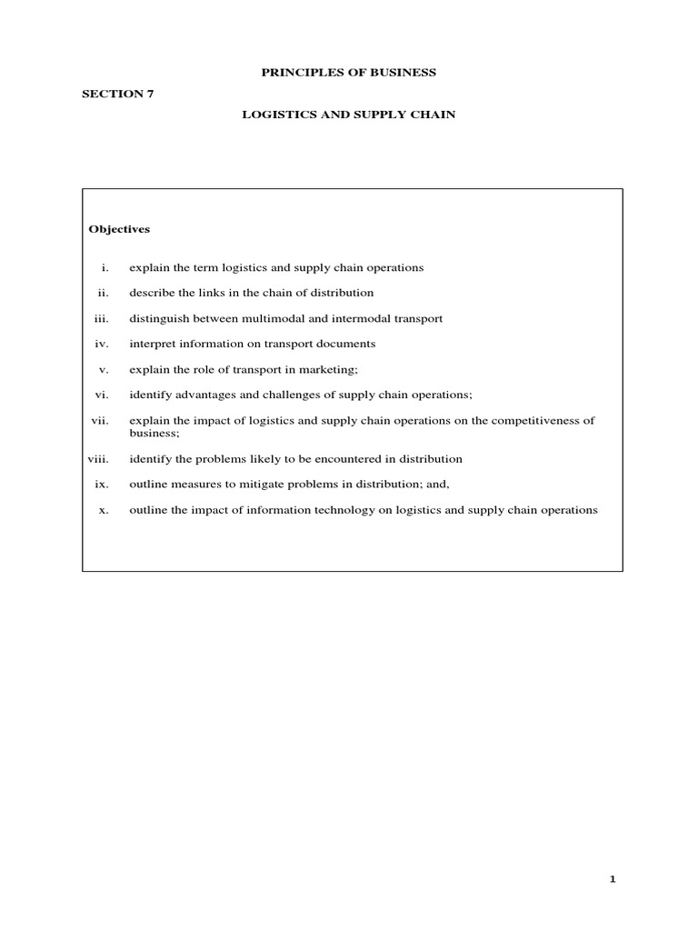 Logistics and Supply Chain Notes POB 5th | PDF | Logistics | Supply Chain