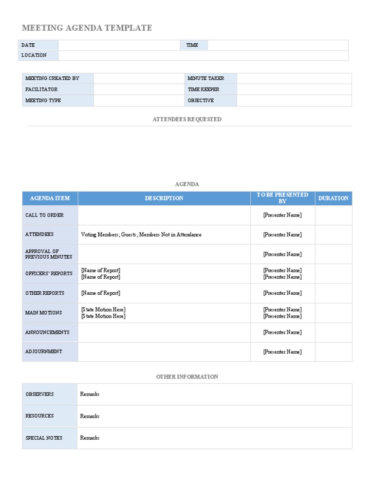 meeting agenda template | PDF